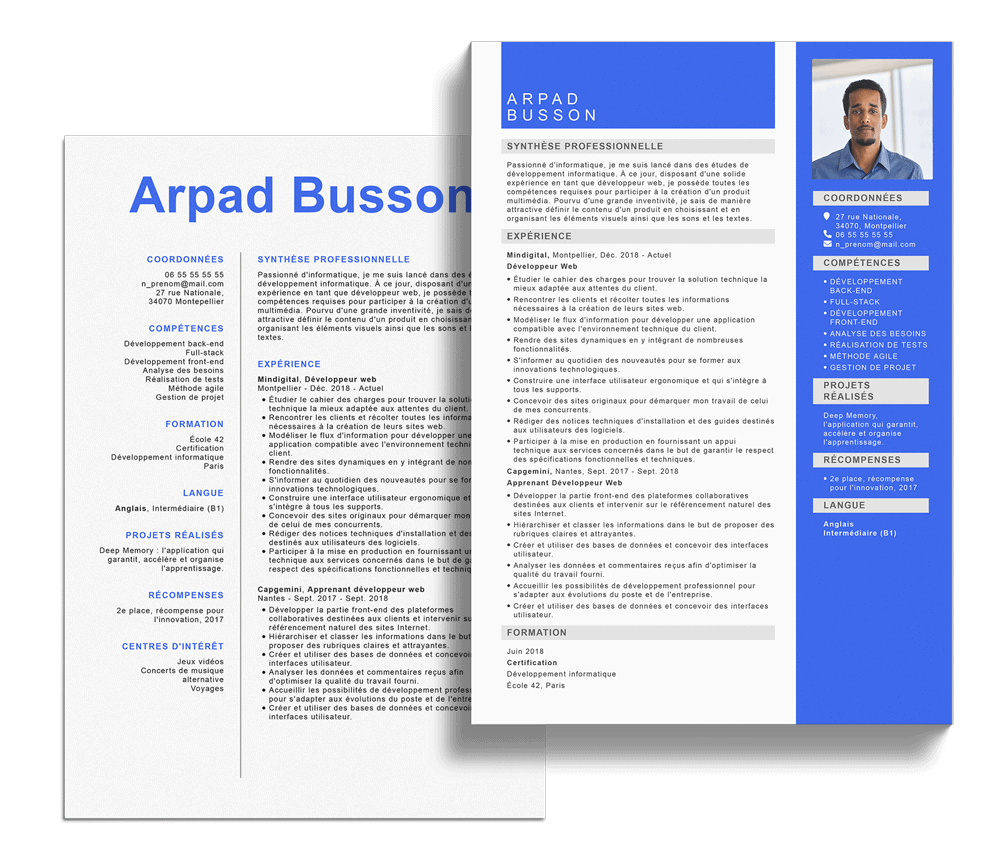 Exemple de CV developpeur web (2024)