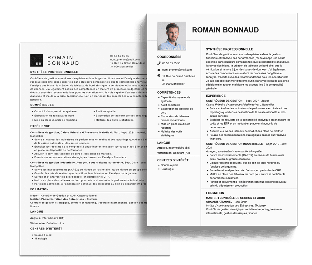 Exemple de CV controleur de gestion (2025)